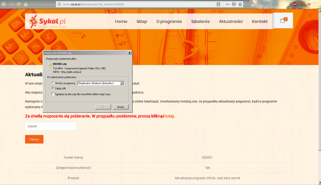 Aktualizacja on-line - Instrukcja krok po kroku | Sykal
