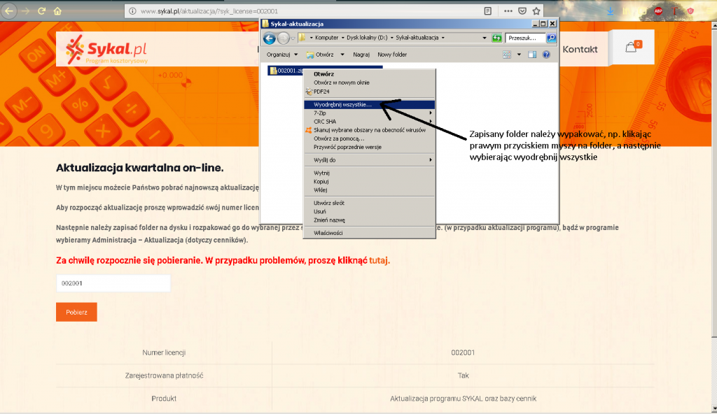Aktualizacja on-line - Instrukcja krok po kroku | Sykal