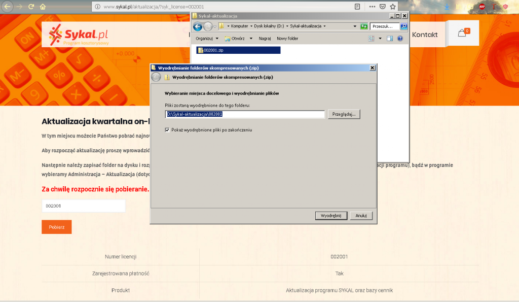 Aktualizacja on-line - Instrukcja krok po kroku | Sykal